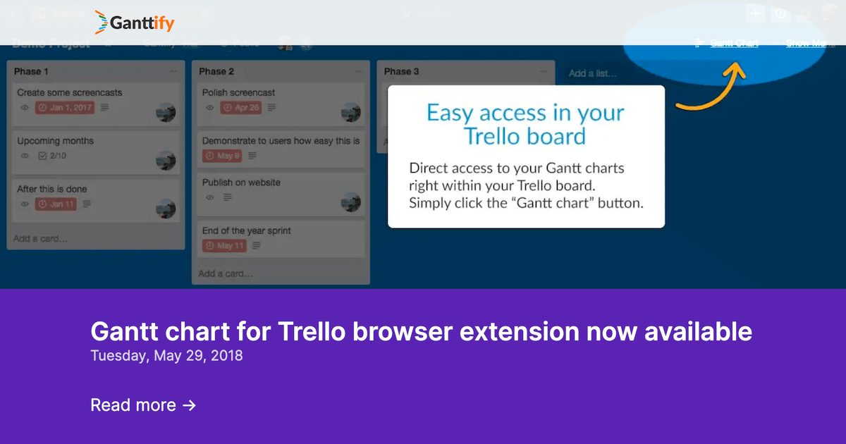 Gantt chart for Trello browser extension now available | Ganttify Blog